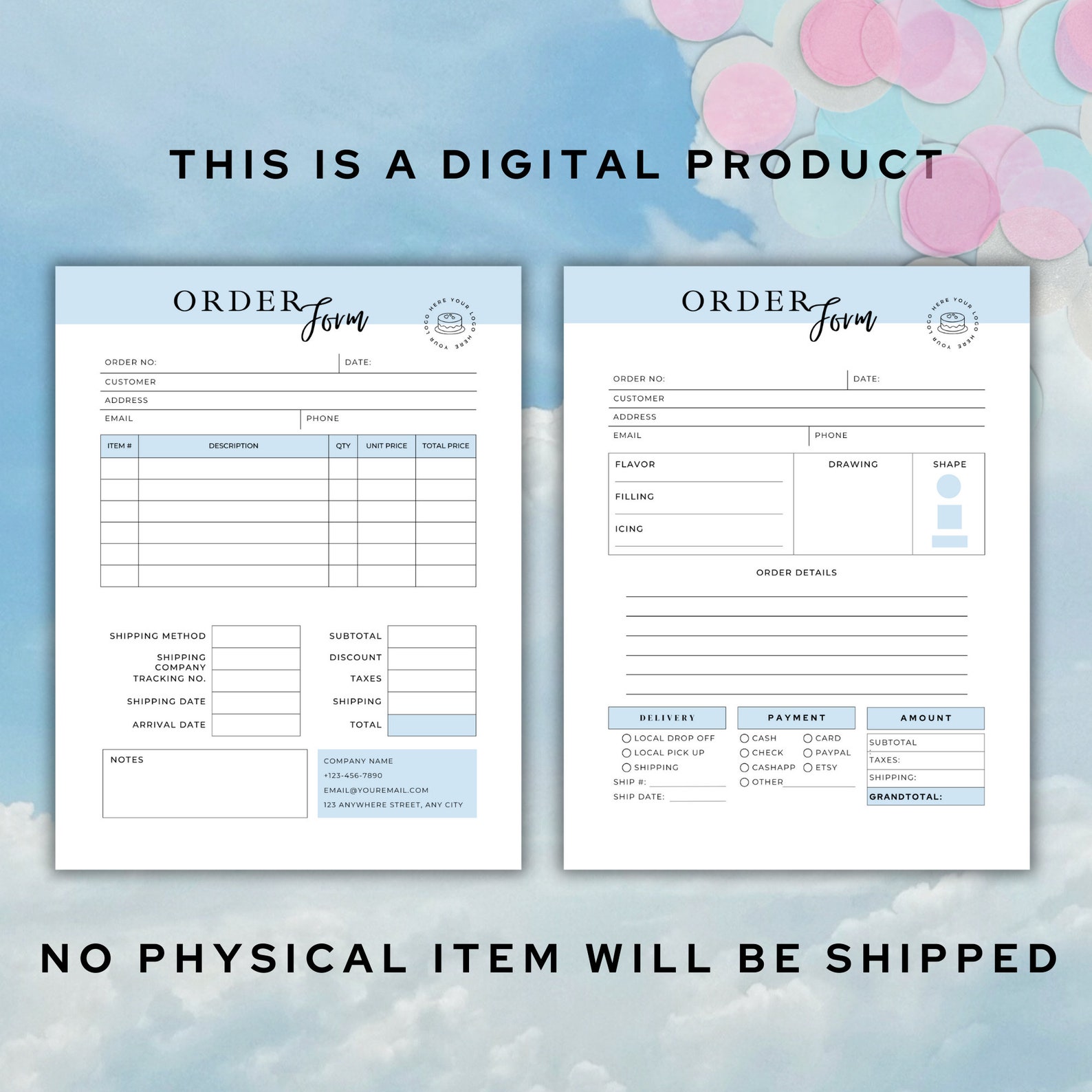 Bakery Order Form Templates, Editable Cake Order Forms, Cookie Order ...