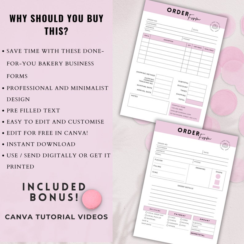 Bakery Order Form Templates, Editable Cake Order Forms, Cookie Order ...