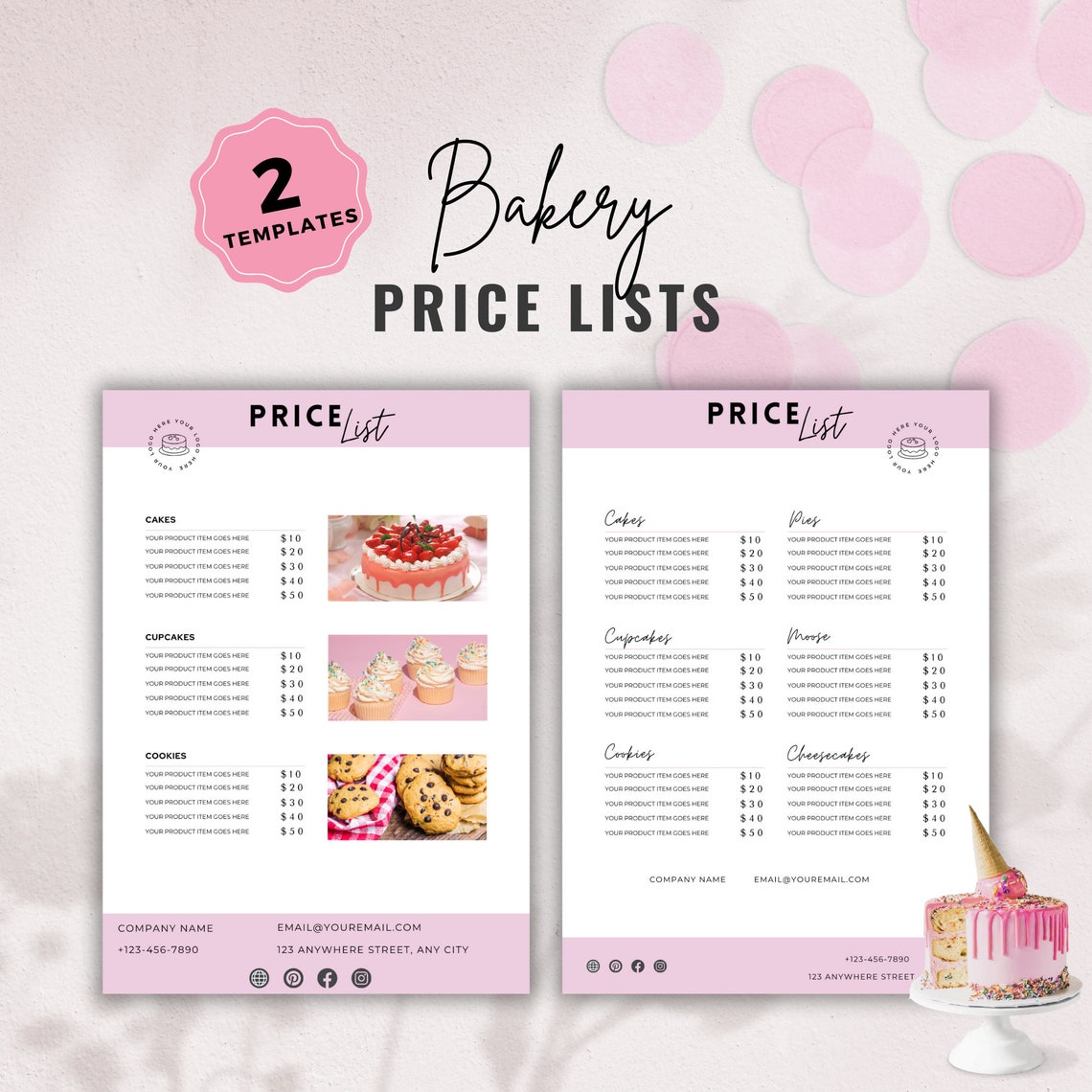 Editable Bakery Price List Template, Bakery Menu, Cookie Price List ...