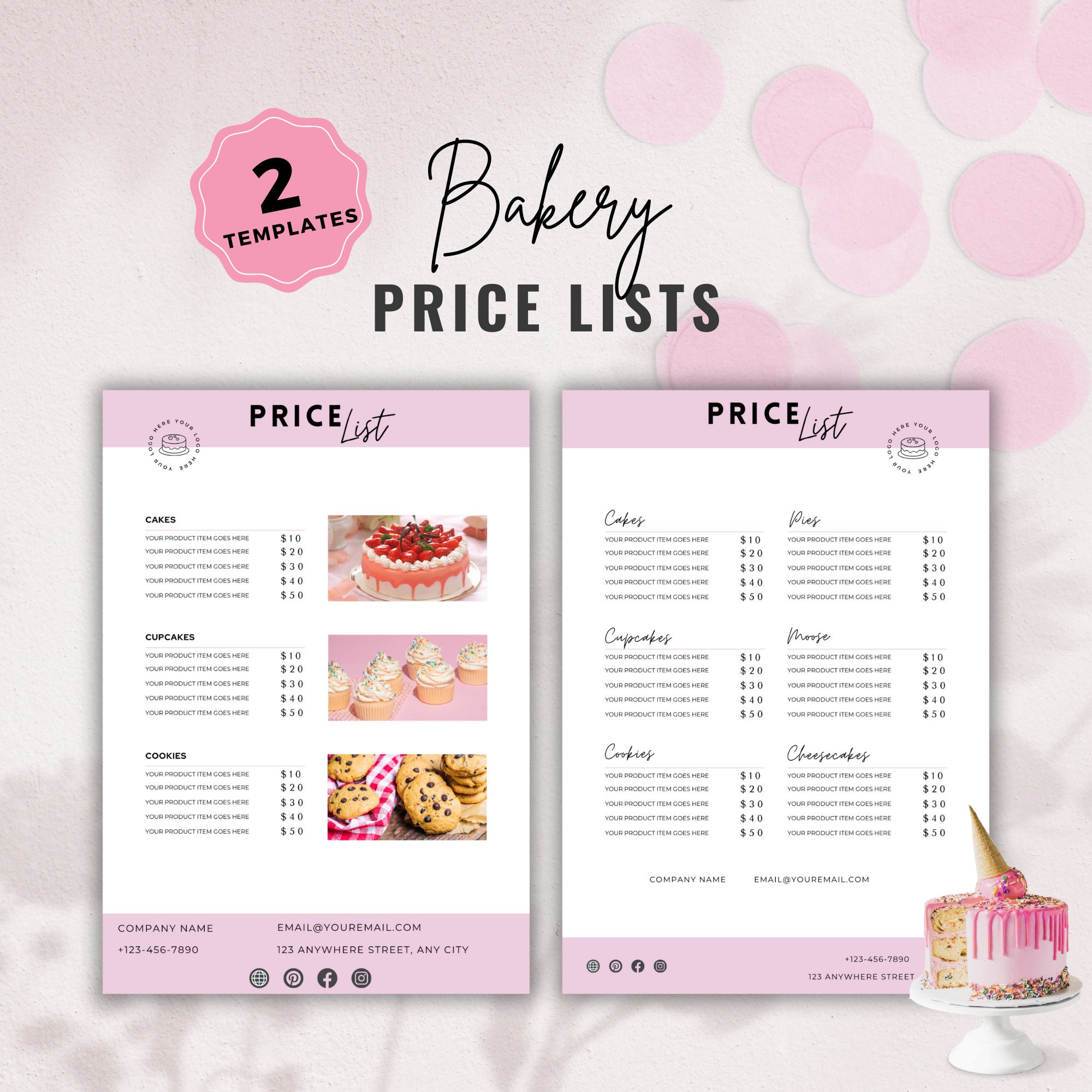 Editable Bakery Price List Template, Bakery Menu, Cookie Price List ...