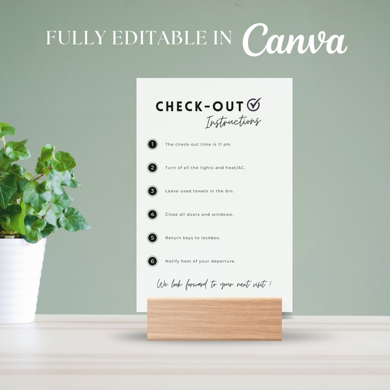 Checkout Sign Template, Airbnb Checkout Instructions , Airbnb Host ...