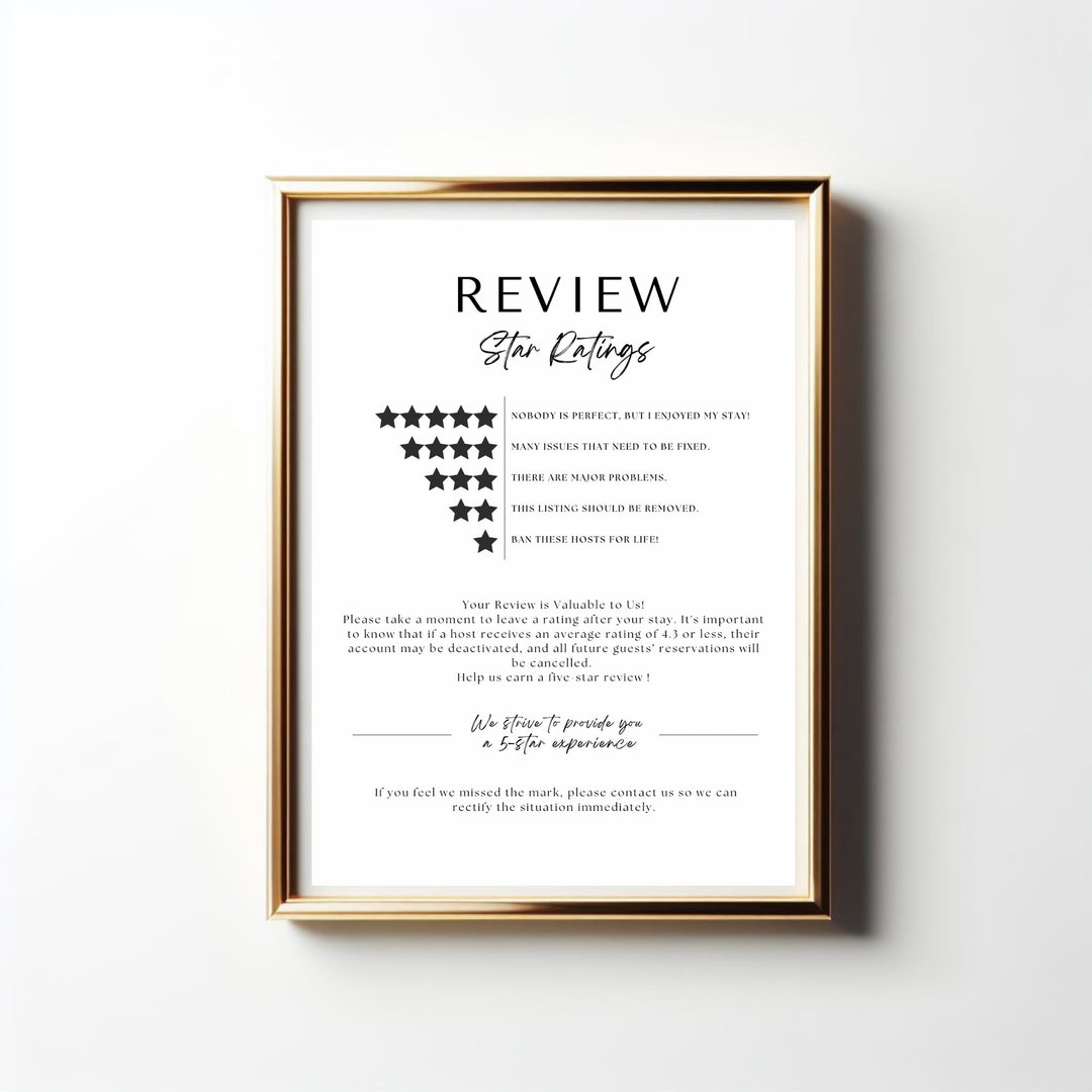 Airbnb Review Sign Template, Editable Leave a Review, Airbnb Review ...