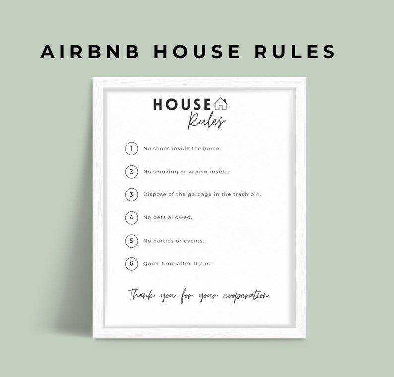 Airbnb House Rules, Editable Airbnb Sign , Guest Arrival, VRBO Poster ...