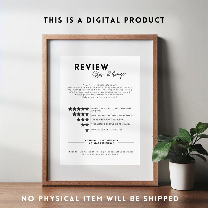 Airbnb Review Sign Template Editable Leave a Review Airbnb - Etsy