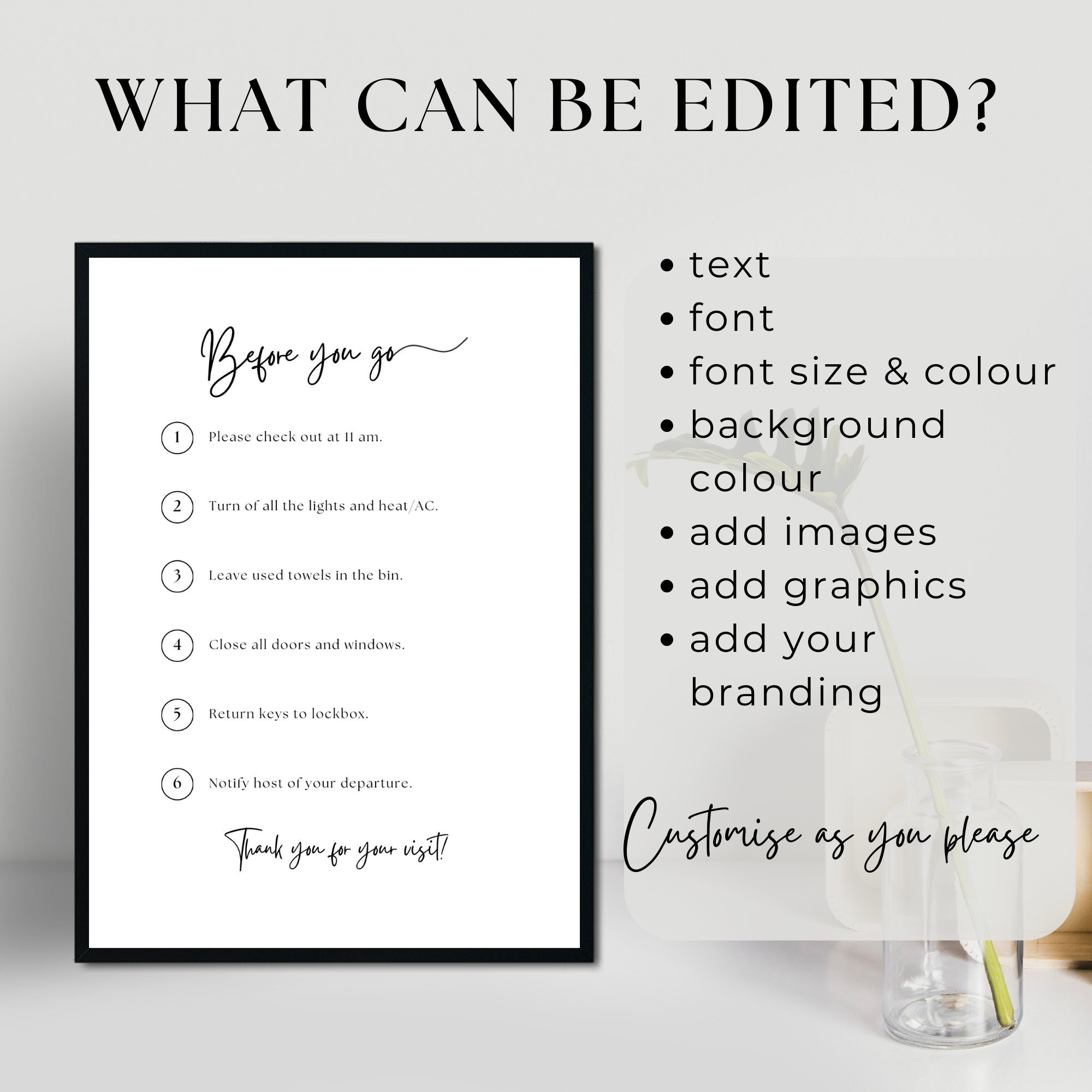 Checkout Sign Template Airbnb Checkout Instructions Airbnb - Etsy