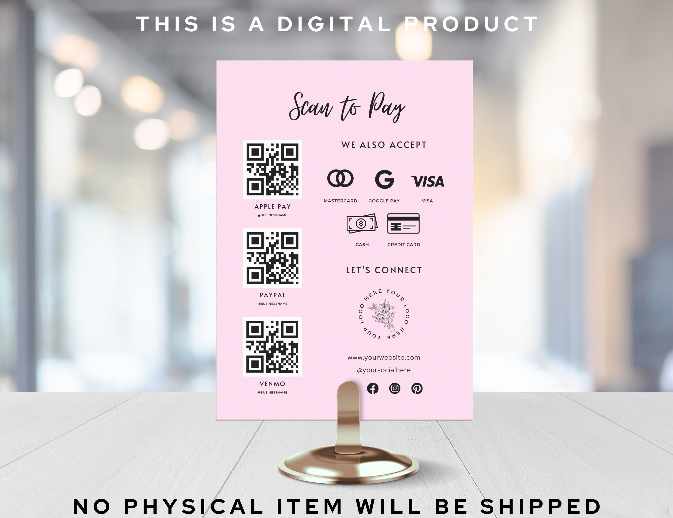 Editable Scan to Pay QR Code Sign, Canva Template, Green, Payment Sign Printable, Paypal, Venmo ...