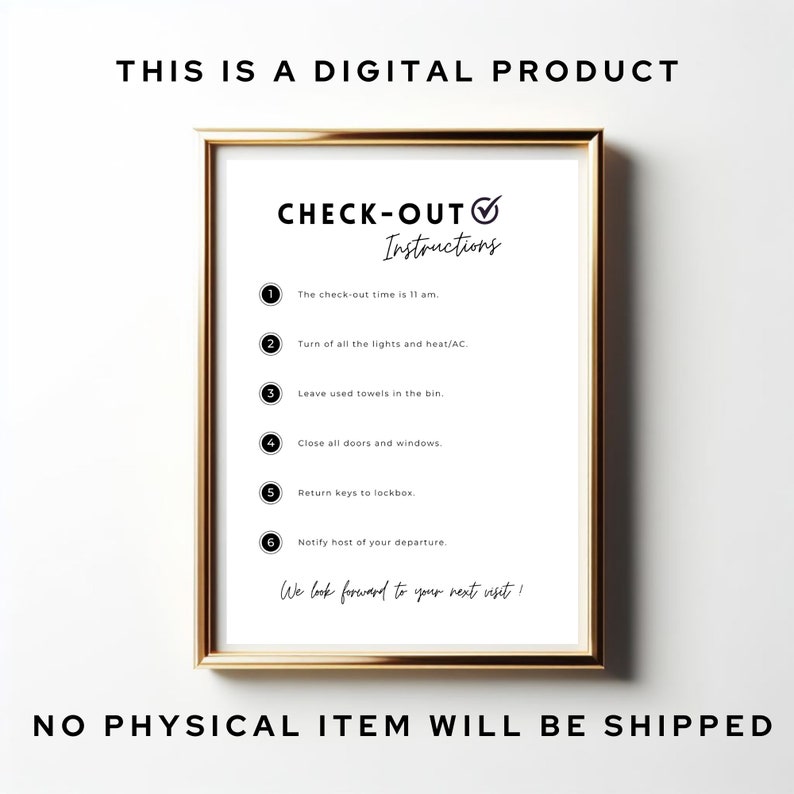 Checkout Sign Template, Airbnb Checkout Instructions , Airbnb Host ...