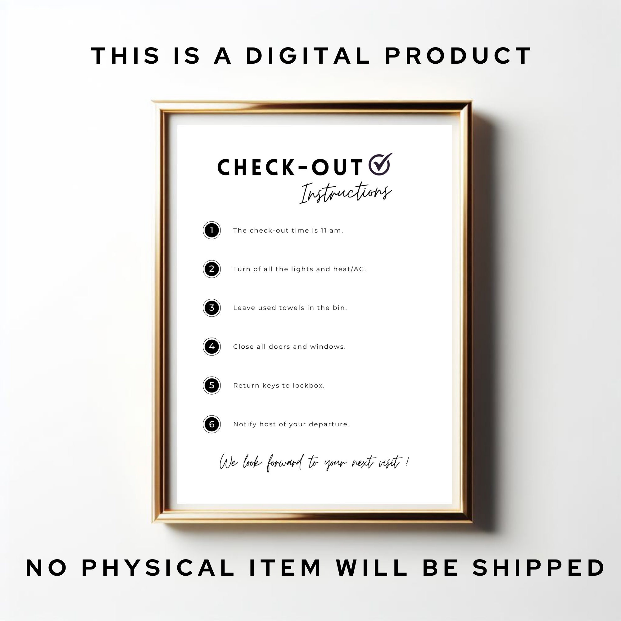 Checkout Sign Template, Airbnb Checkout Instructions , Airbnb Host ...