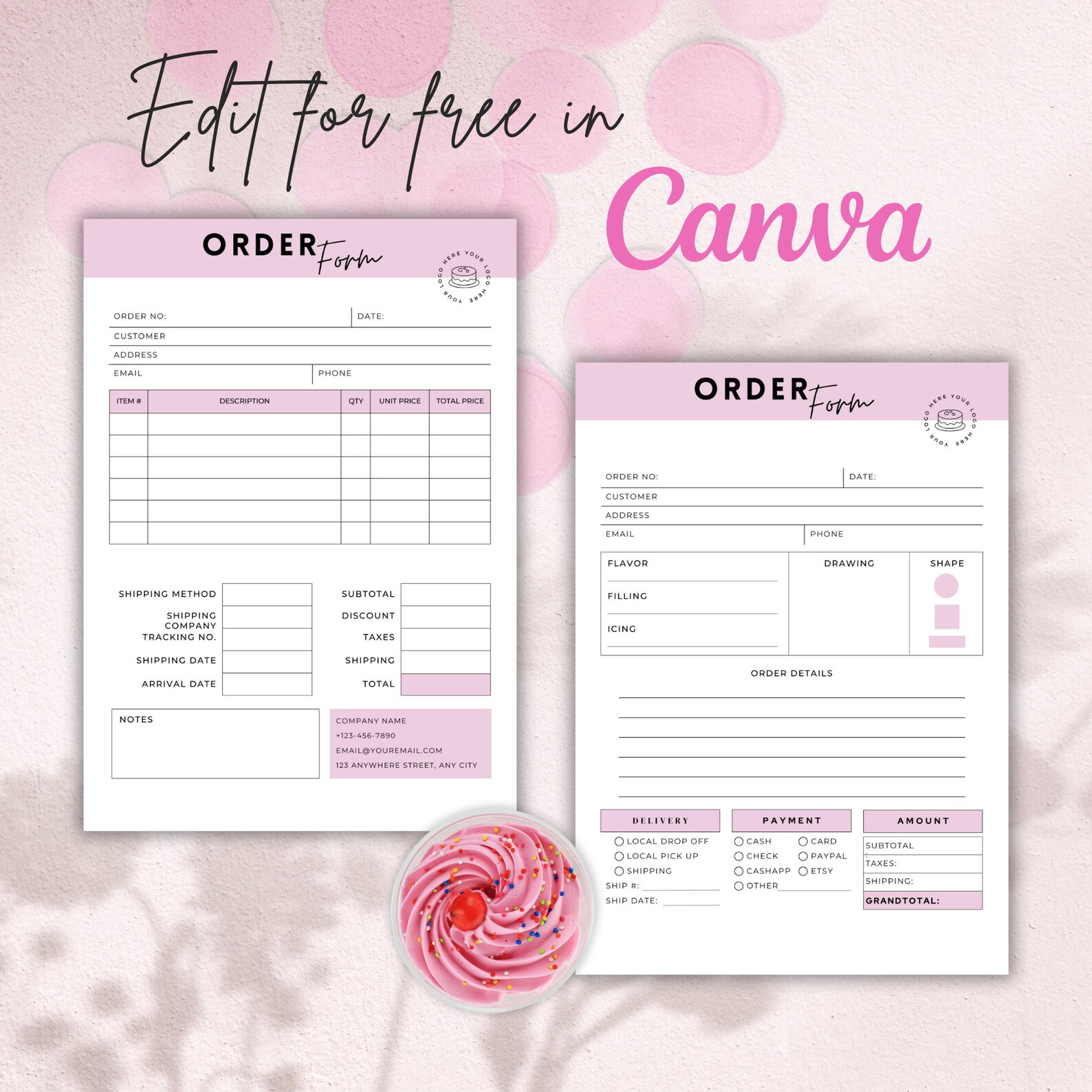 Bakery Order Form Templates, Editable Cake Order Forms, Cookie Order ...