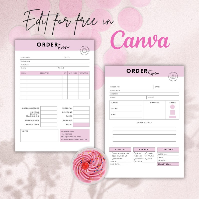 Bakery Order Form Templates, Editable Cake Order Forms, Cookie Order ...