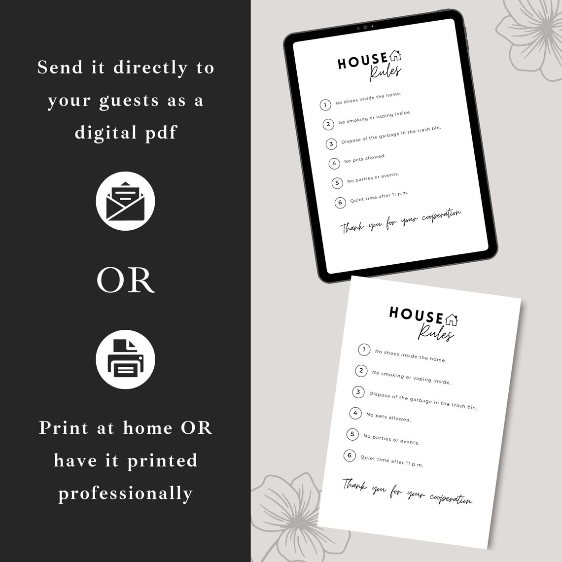 Airbnb House Rules, Editable Airbnb Sign , Guest Arrival, VRBO Poster ...