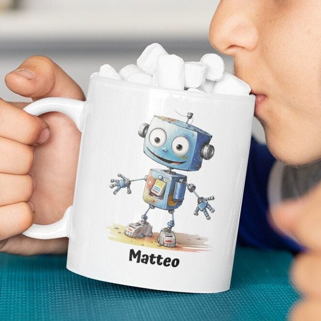 Personalized Cup, Children's Cup Robot, Cup Birthday Girl Boy, Cup With ...