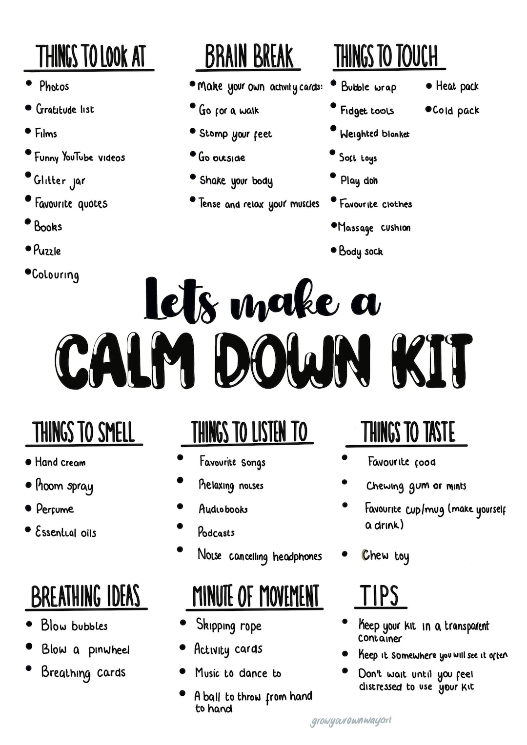 Make a Calm Down Kit Digital Download. Therapy Resource, Mental Health ...