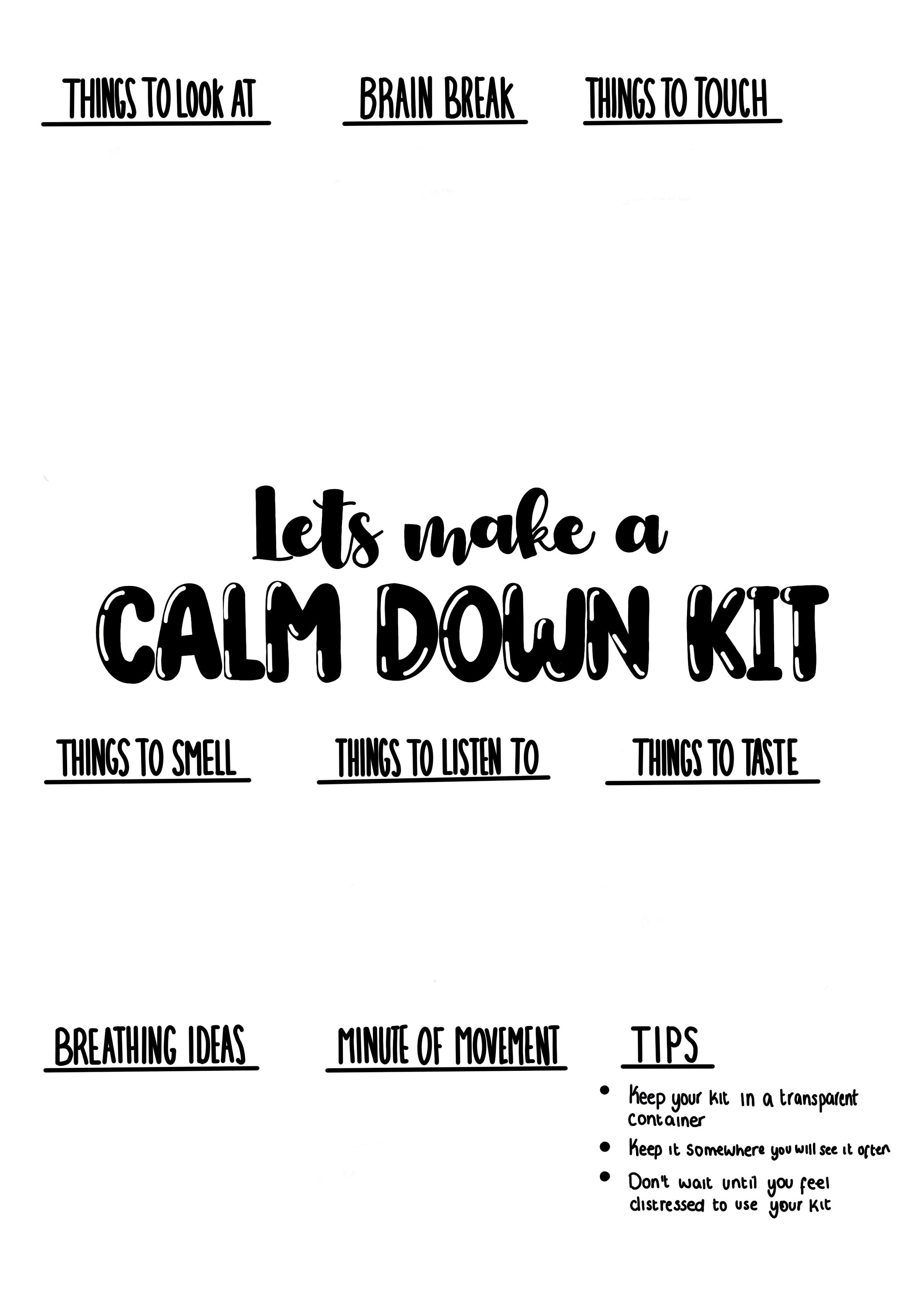 Make a Calm Down Kit Digital Download. Therapy Resource, Mental Health ...