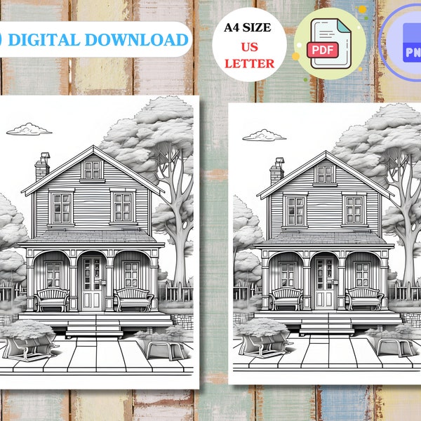 Building Coloring Page - Etsy