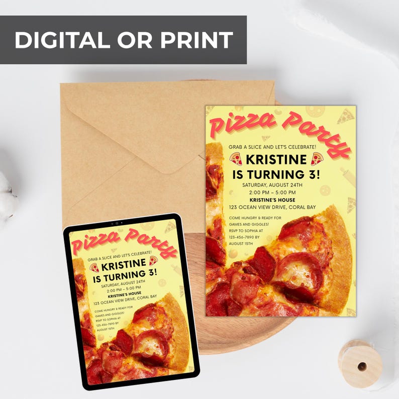 Editable Pizza Party Invitation Template, Fast Food Party Invitation ...