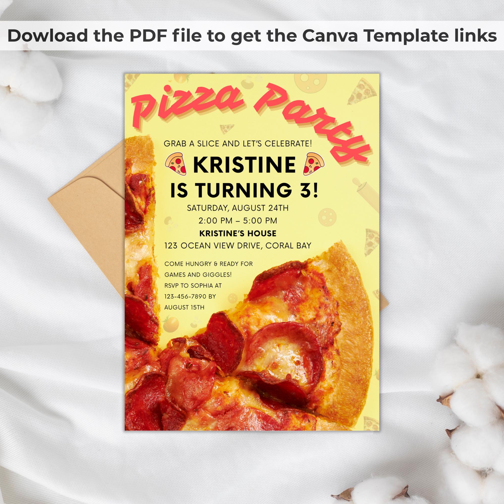 Editable Pizza Party Invitation Template, Fast Food Party Invitation ...