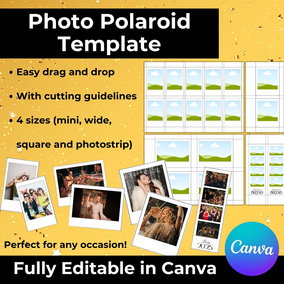 Editable Polaroid Photo Template, Canva Instax Photo Frame Template ...