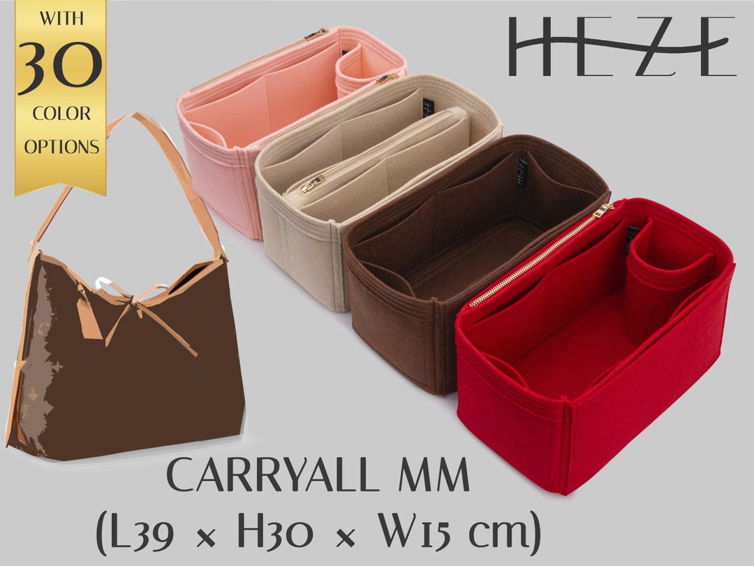 Carryall MM Bag Organizer Insert - Felt Tote Divider With Zippered ...