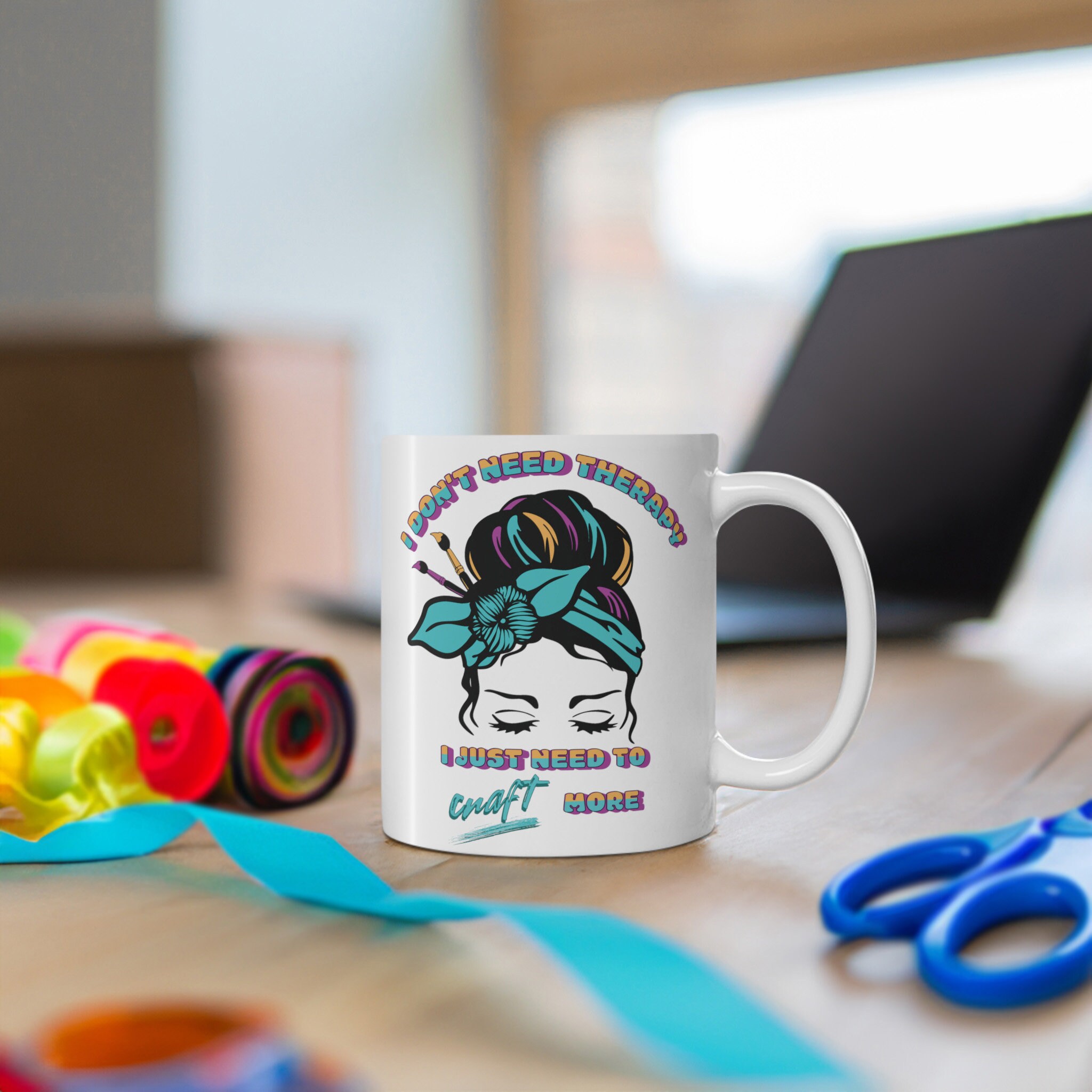 Mug for Crafter, Arts Crafts Therapy, Funny Mug Gift for Her, Coffee ...