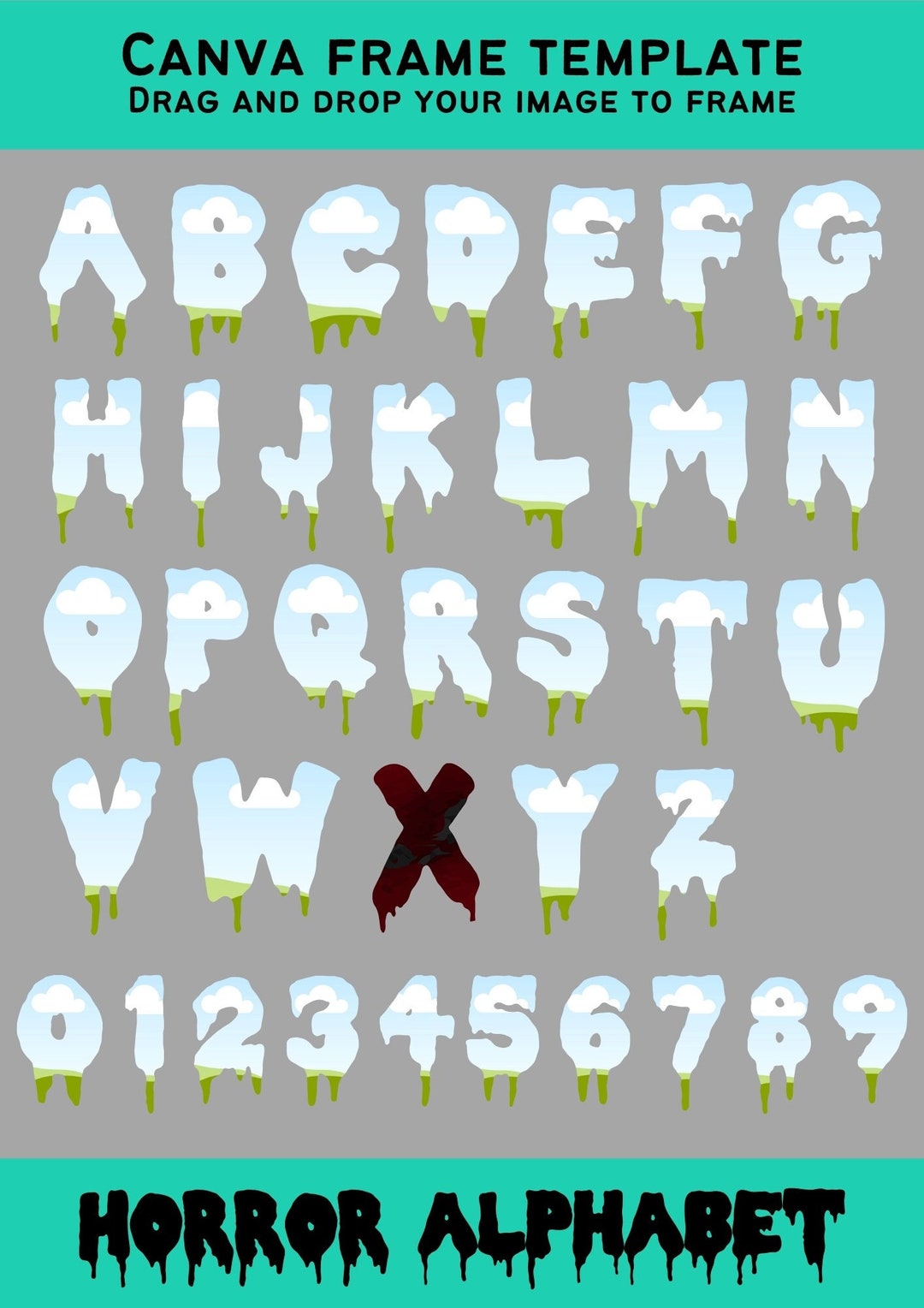 Canva Horror-themed Alphabet Frames Canva Frame Horror Canva Typography ...