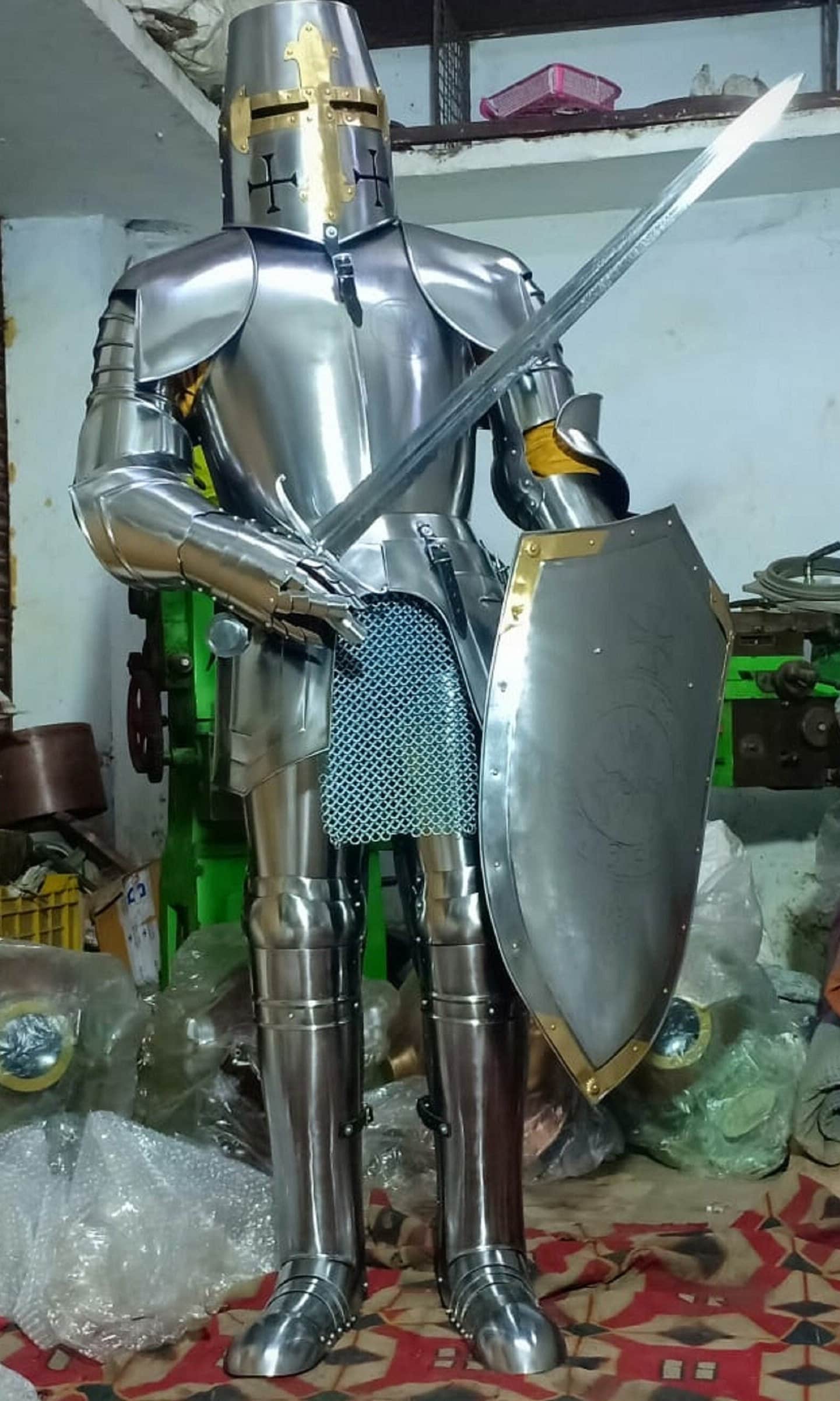 Medieval Knight Templar Armor Suit Crusader Armor With Wooden Base ...