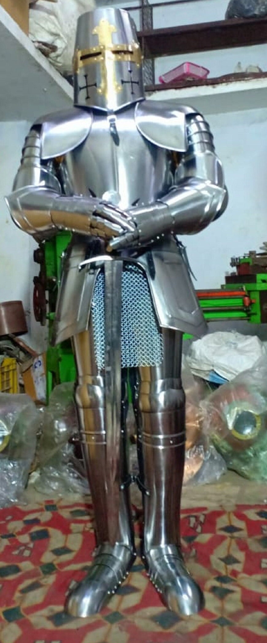 Medieval Knight Templar Armor Suit Crusader Armor With Wooden Base ...
