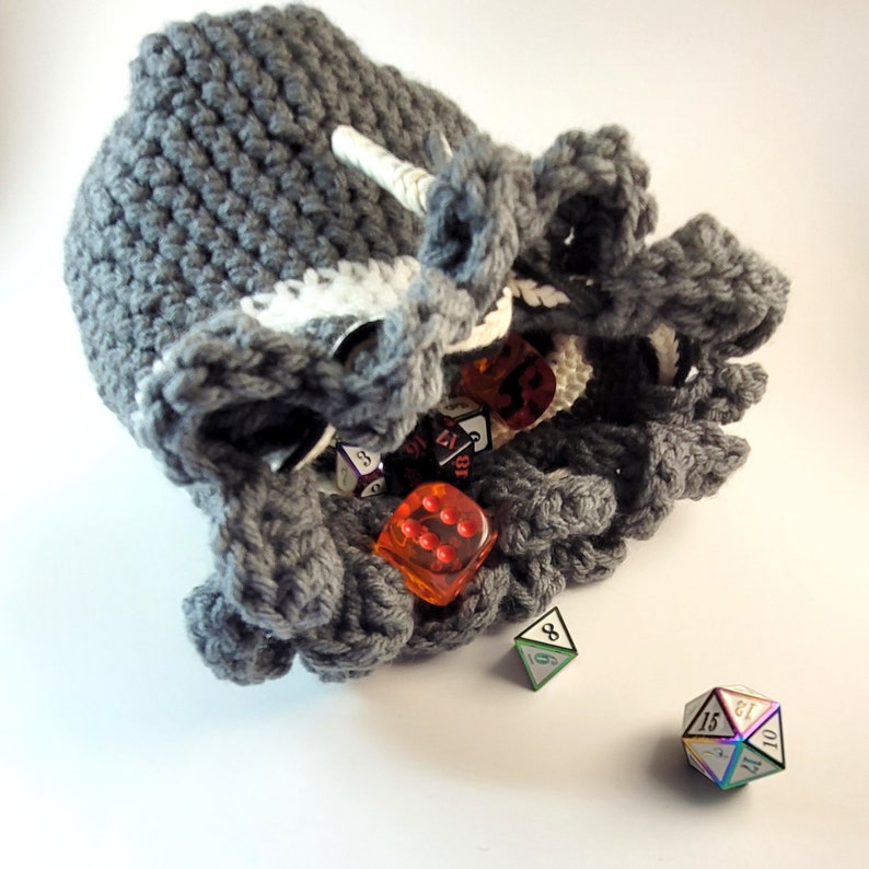 Grey and White Crochet Dice Bag - Etsy