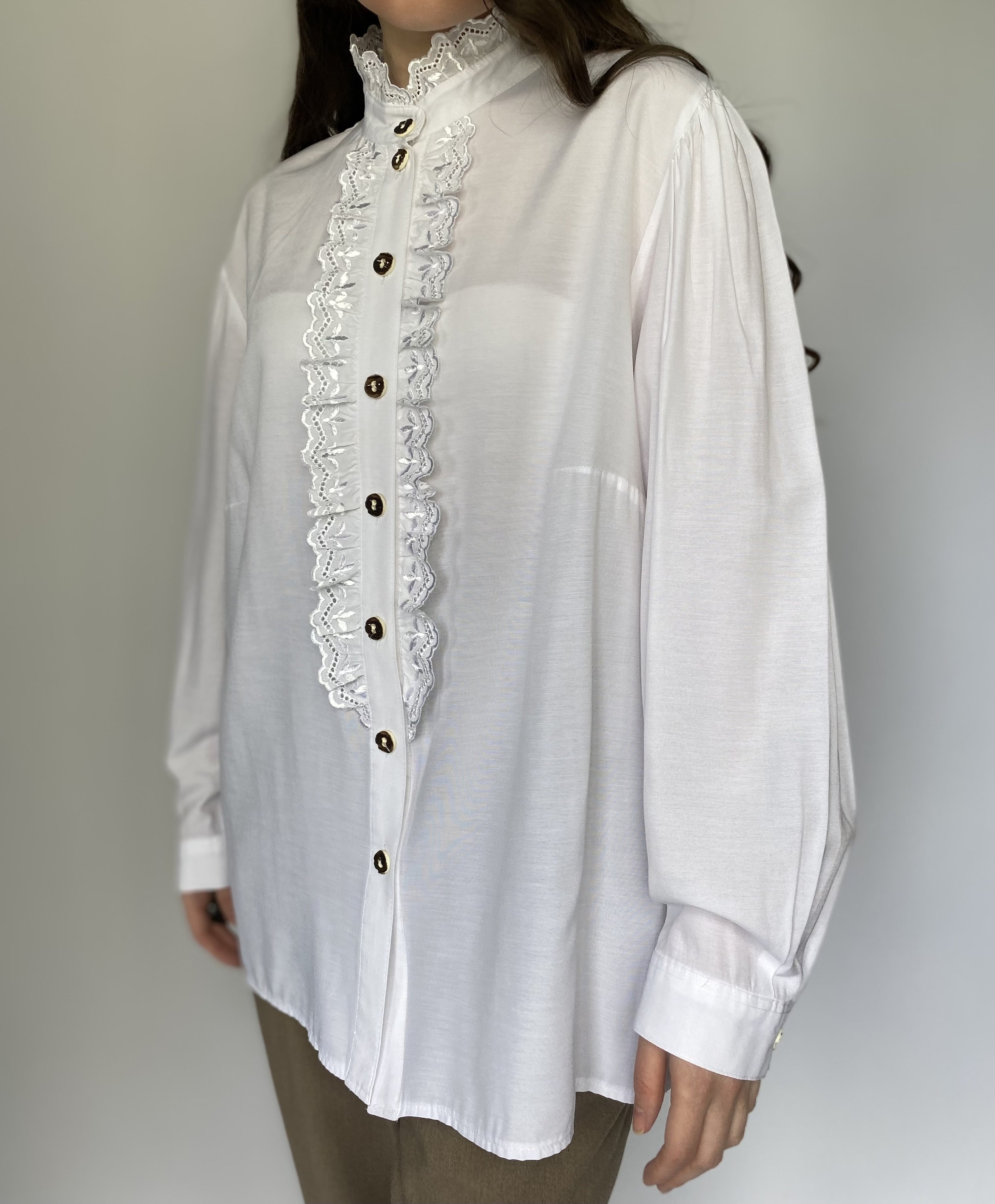 Austrian Shirt With Charming Lace, a High Collar and Buttons. It Looks ...