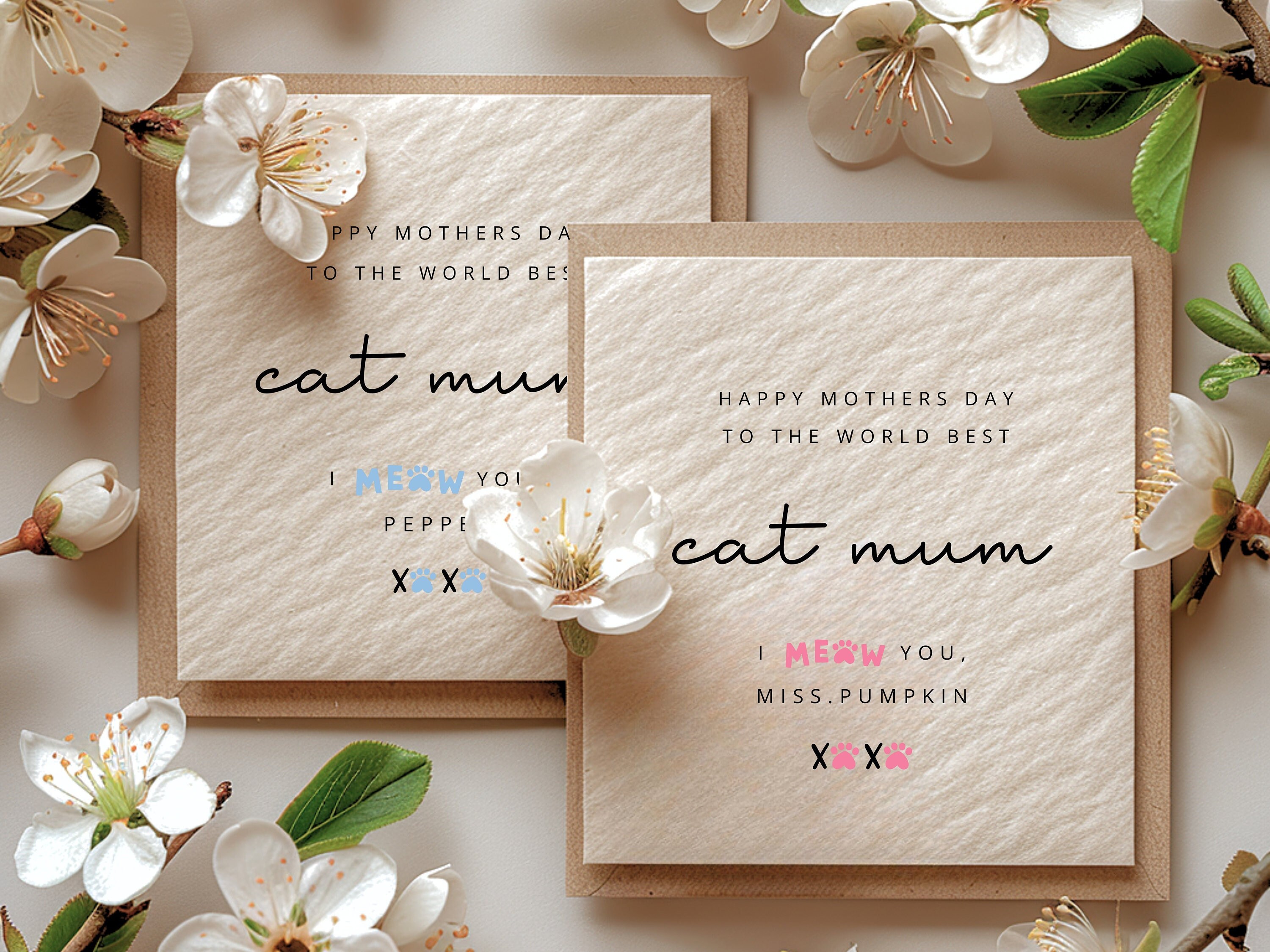 Personalised Mothers Day Card From Cat, Cute Mothers Day Card for Cat ...