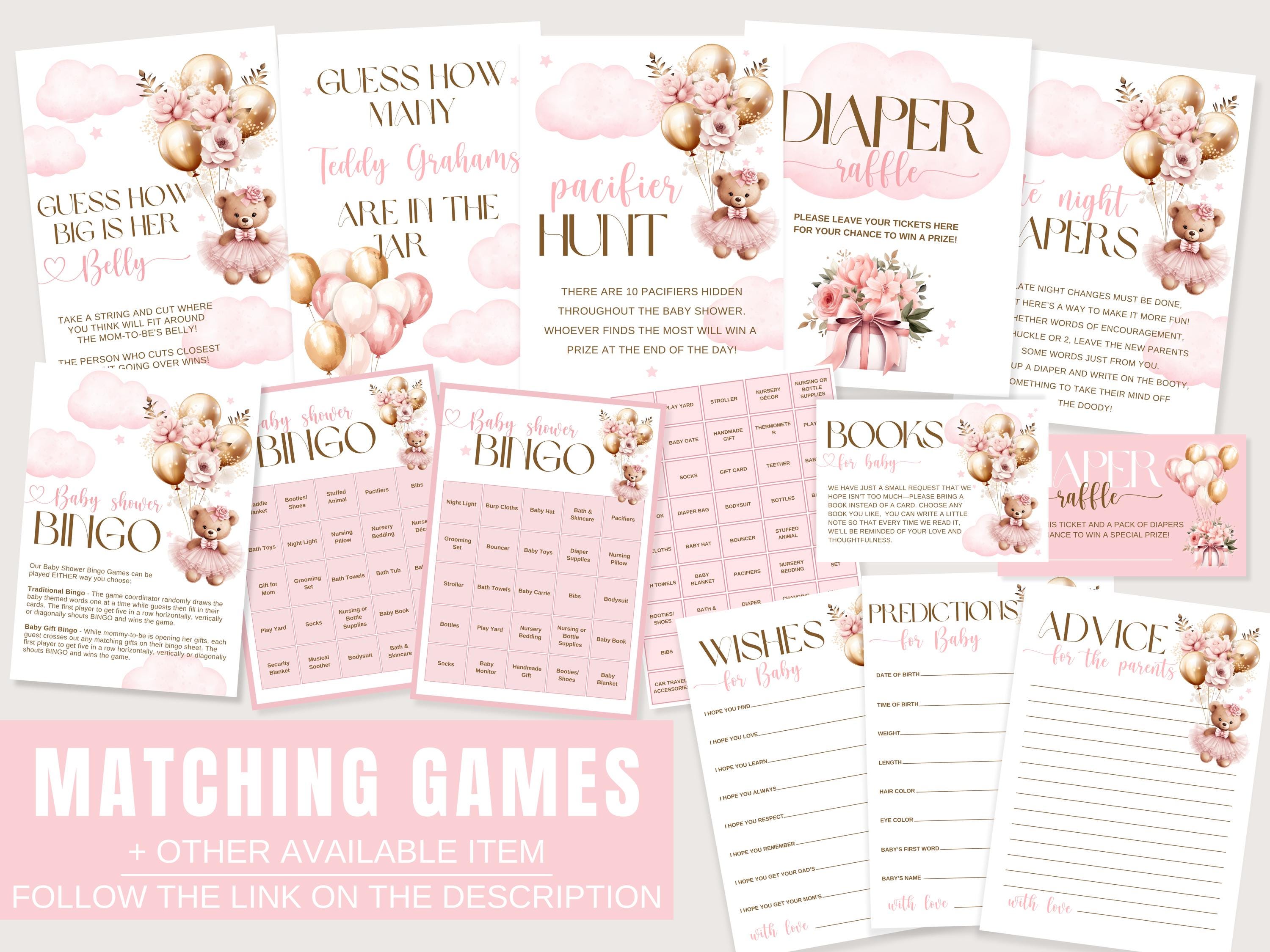 Bingo Baby Shower Game, Baby Bingo Printable, It's a Girl Baby Shower ...