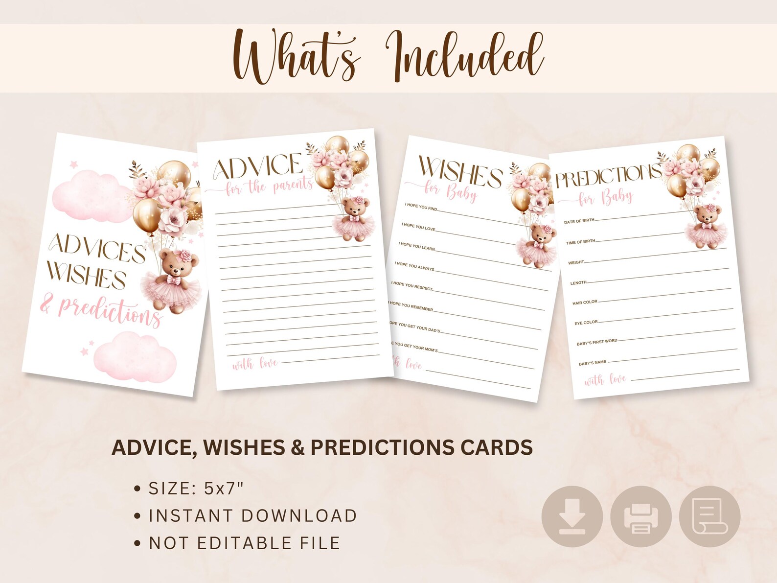 Advices, Wishes and Predictions Baby Shower Game, We Can Bearly Wait ...