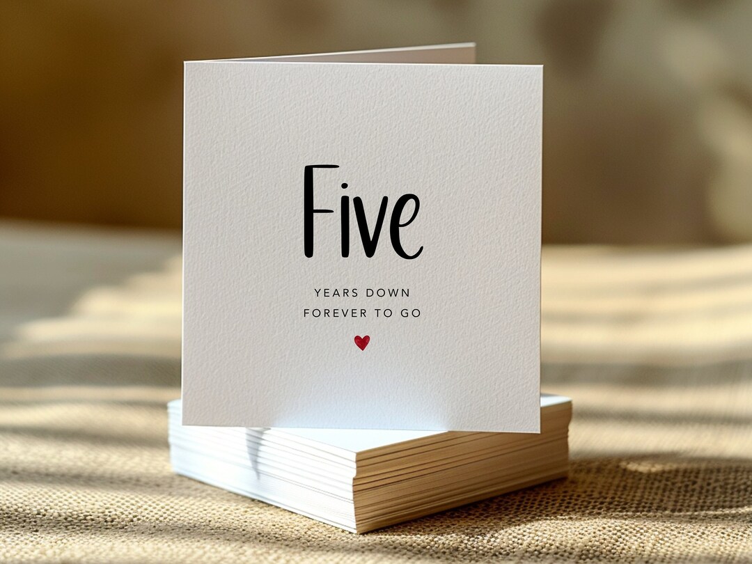 Printable Five Years Anniversary Card, Husband 5th Anniversary Card ...