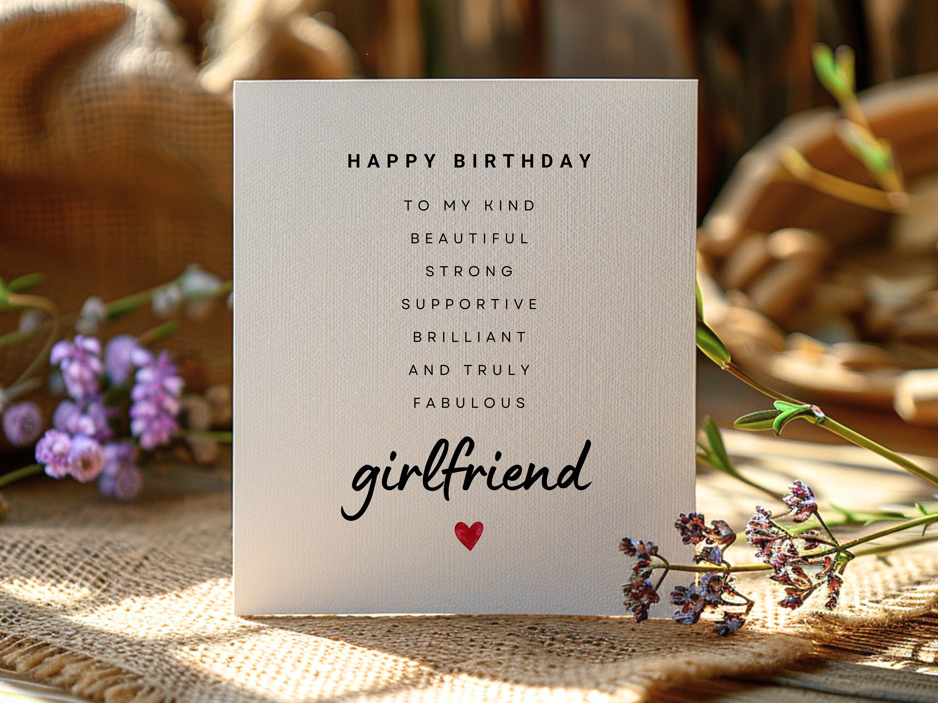 Girlfriend Birthday Printable Card, Happy Birthday Card for Girlfriend, Poem-card Birthday Card ...