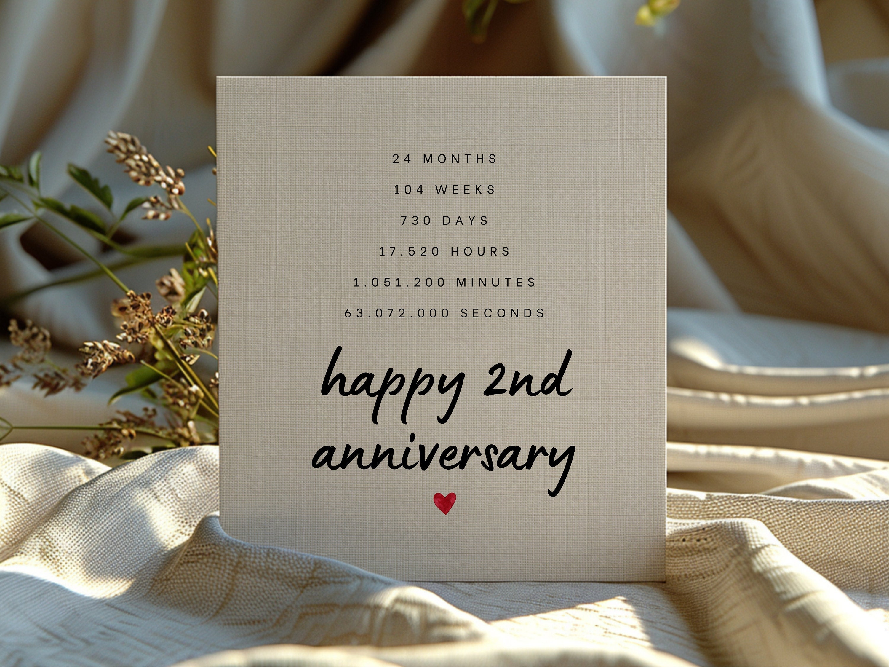 Printable 2nd Anniversary Card, for Boyfriend, for Husband, 2 Years ...