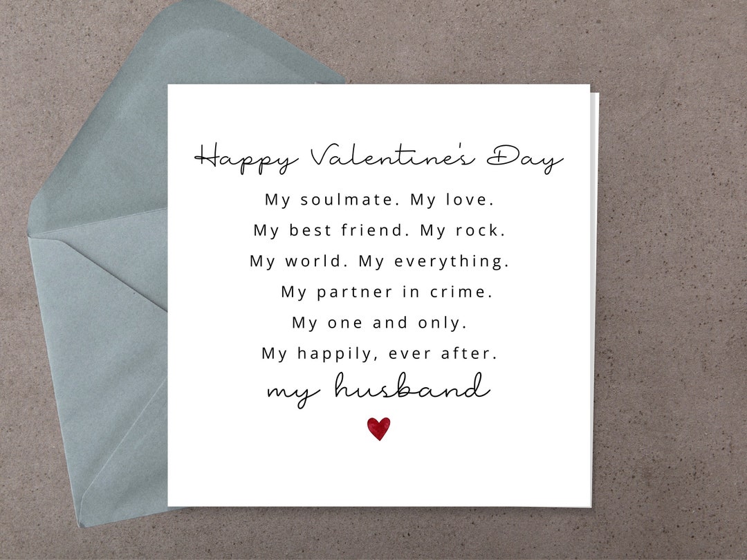 Husband Valentines Day Card Poem Valentines Day Card For Husband Valentines Card For Him