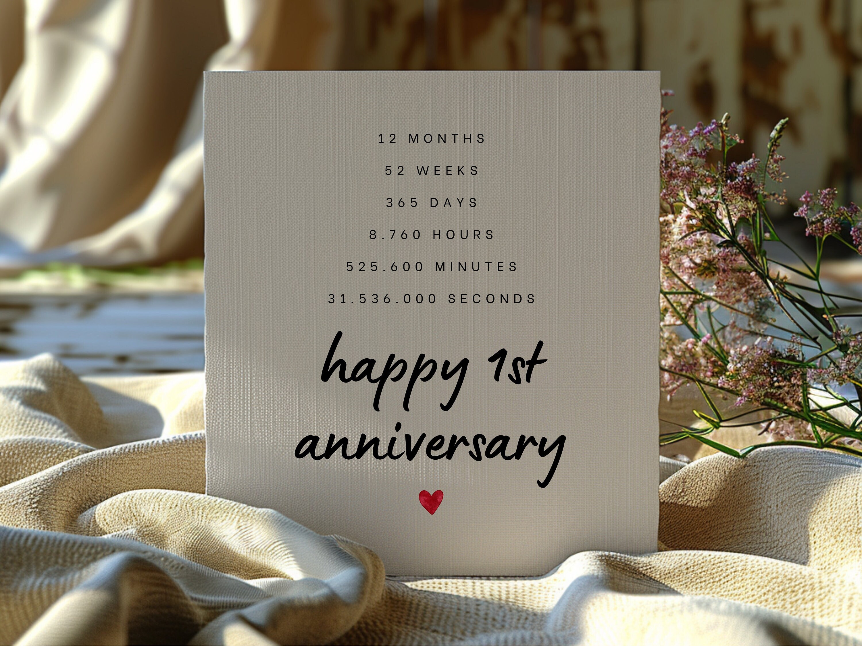 Printable 1st Anniversary Card, Time Stats, Digital Download, Printable ...