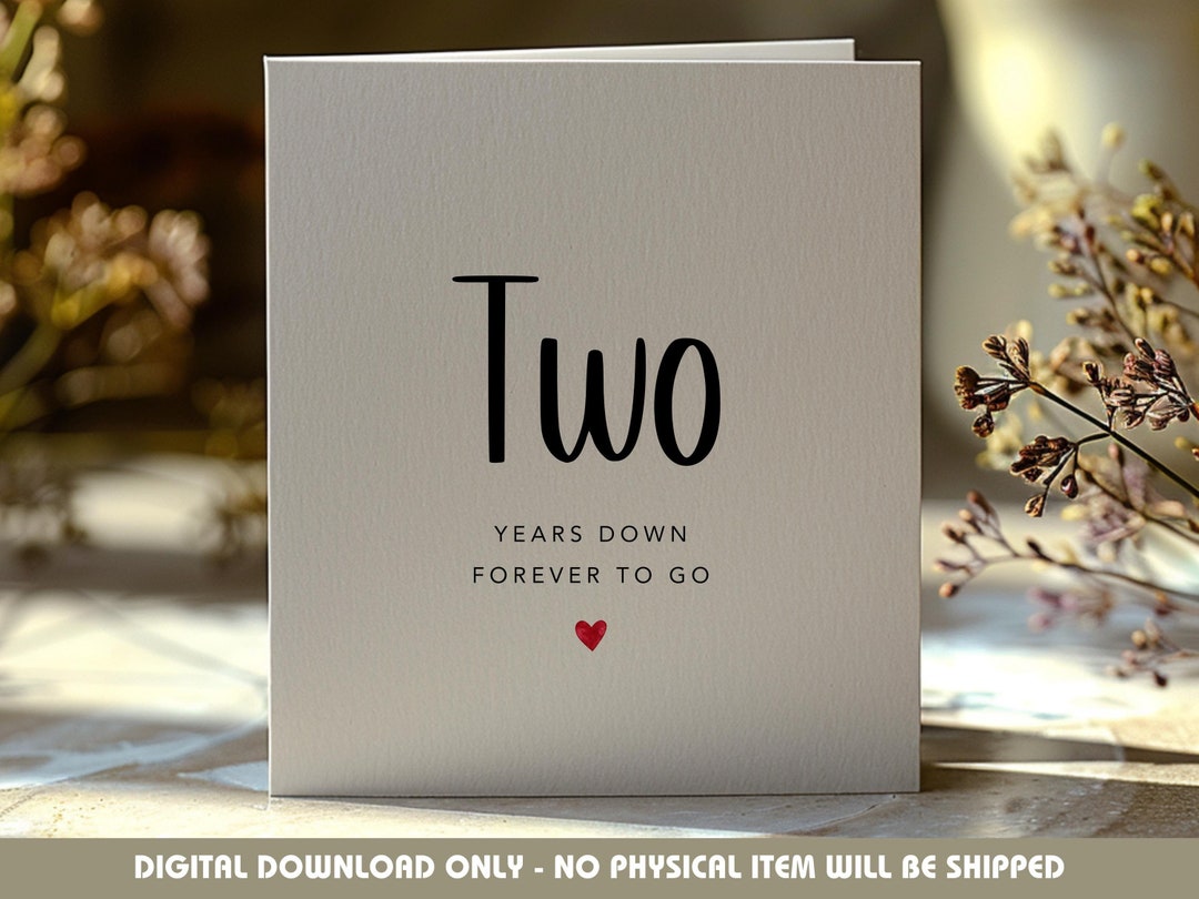 Printable Second Anniversary Card, Husband Anniversary Card, 2nd ...