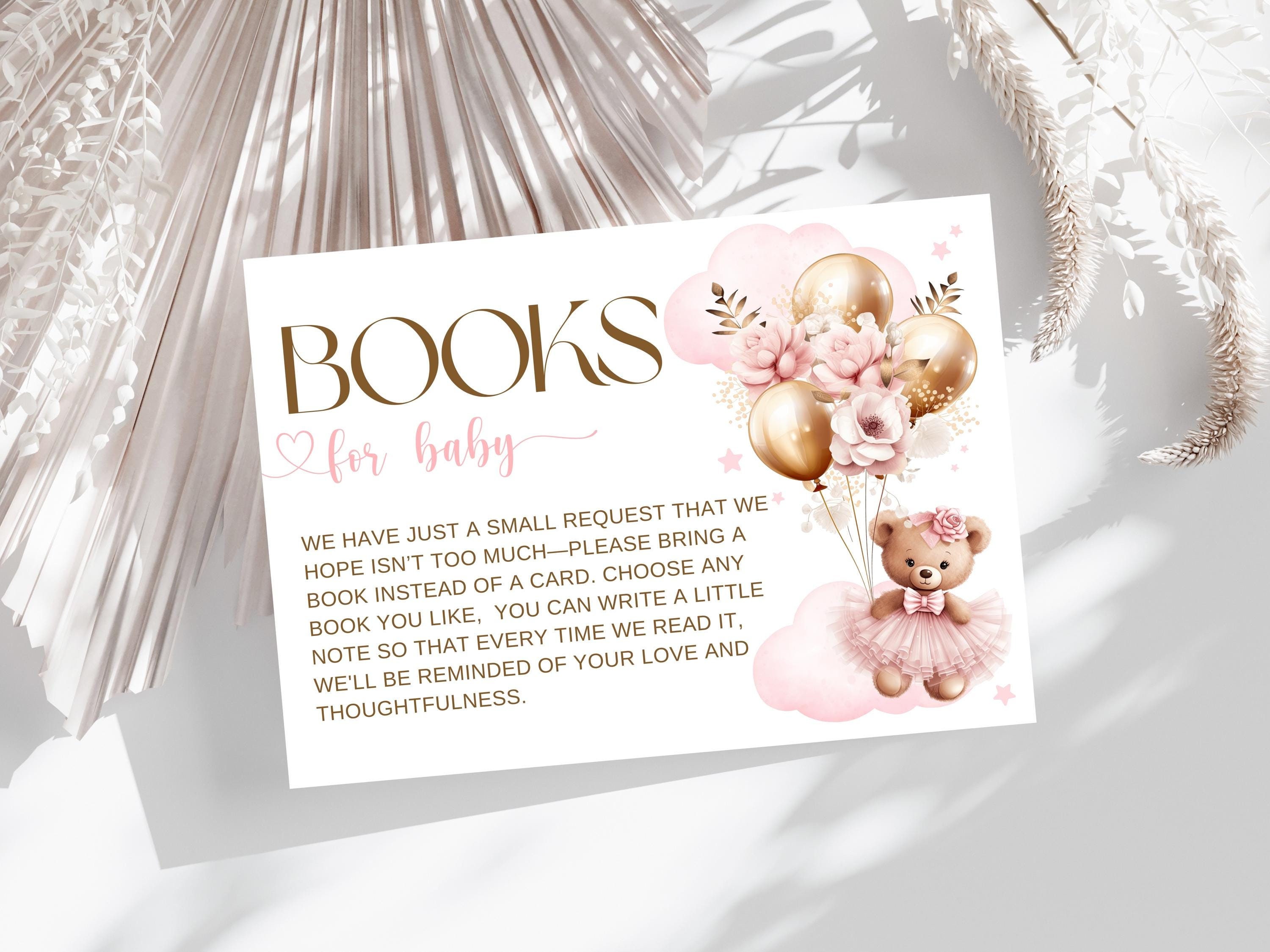 Books for Baby Insert Card Baby Shower, We Can Bearly Wait Baby Shower ...