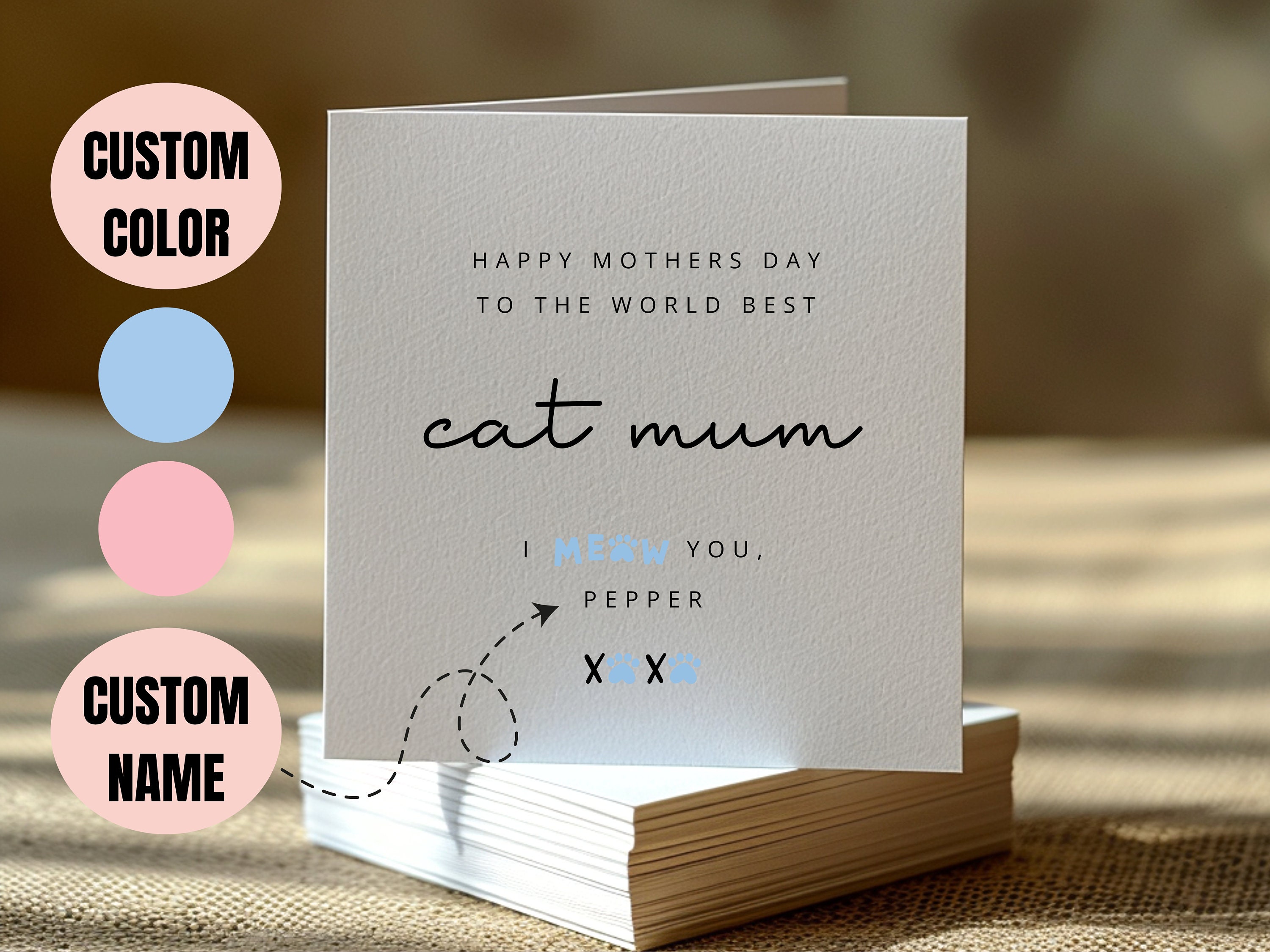Personalised Mothers Day Card From Cat, Cute Mothers Day Card for Cat ...