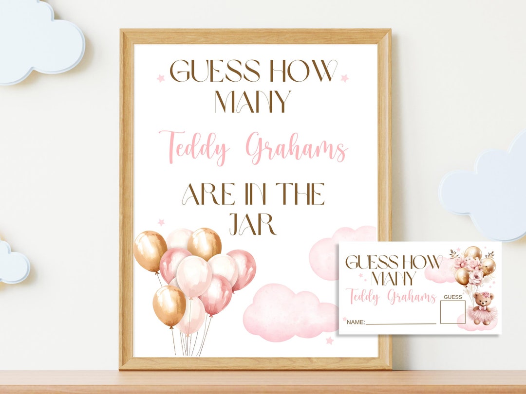 Guess How Many Teddy Grahams Game, Pink Teddy Bear, We Can Bearly Wait ...