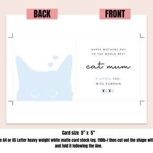 Personalised Mothers Day Card From Cat, Cute Mothers Day Card for Cat ...