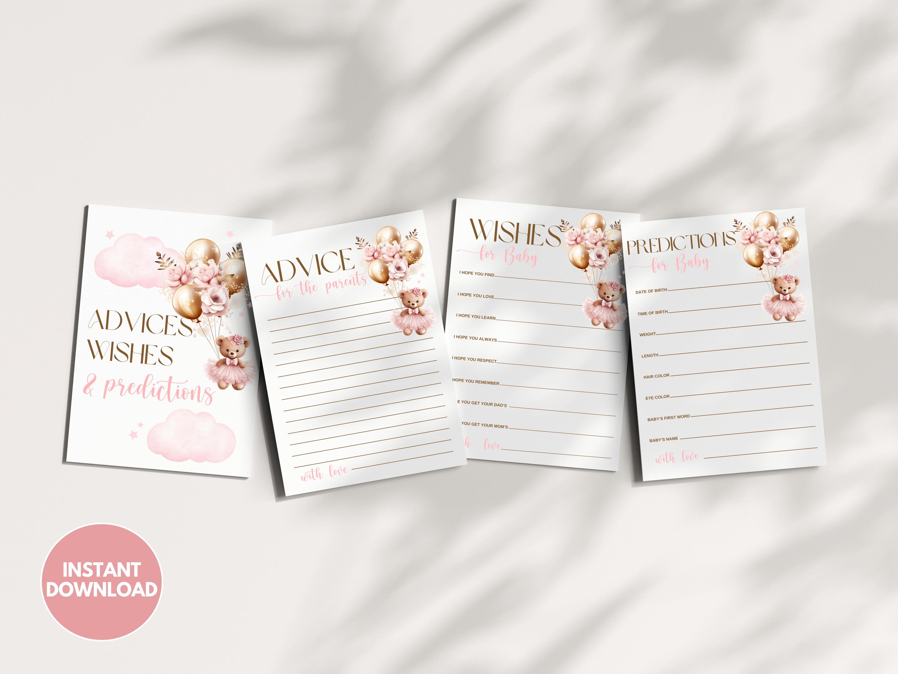 Advices, Wishes and Predictions Baby Shower Game, We Can Bearly Wait ...