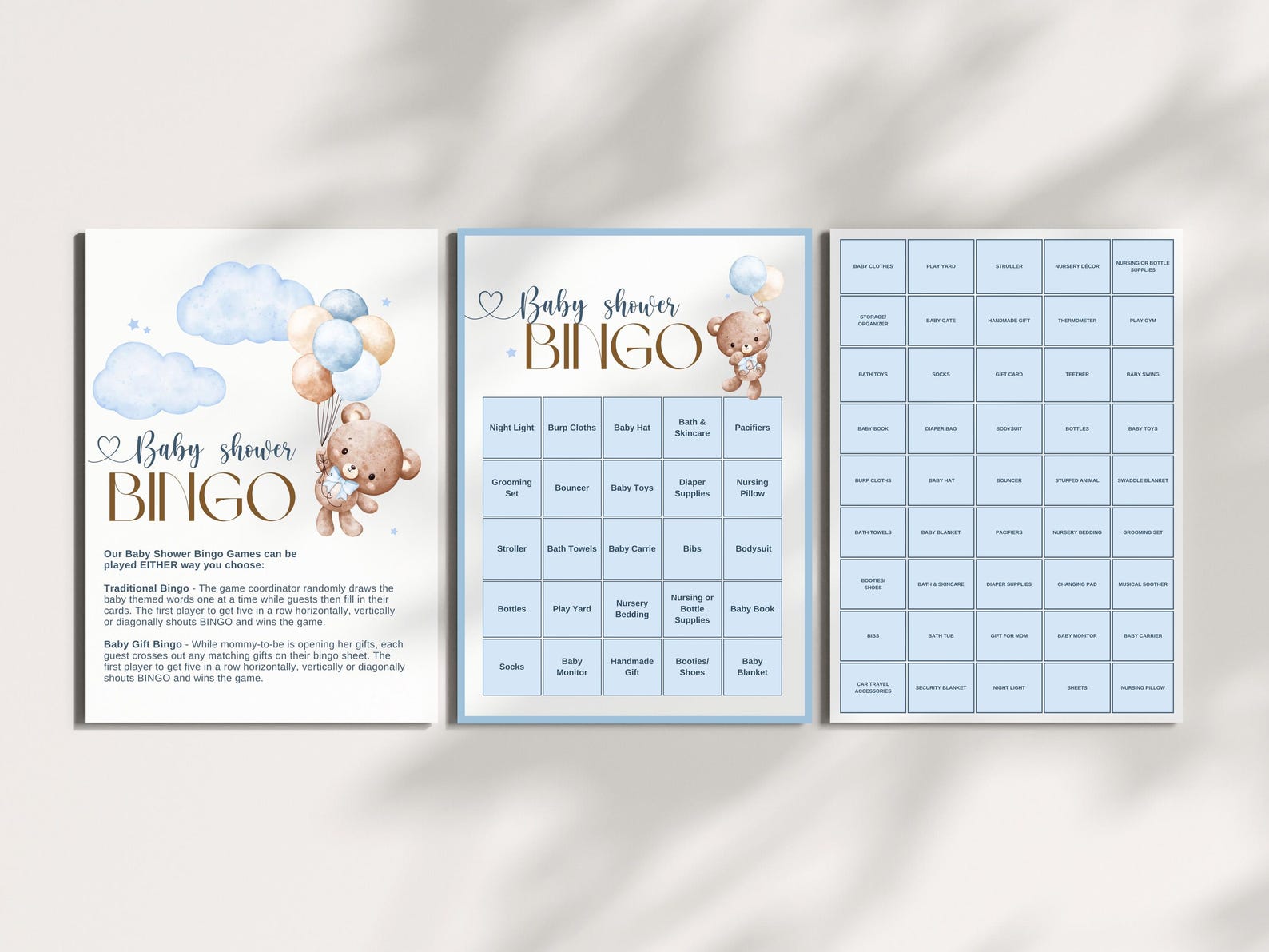 Bingo Baby Shower Game, Baby Bingo Printable, It's a Boy Baby Shower ...