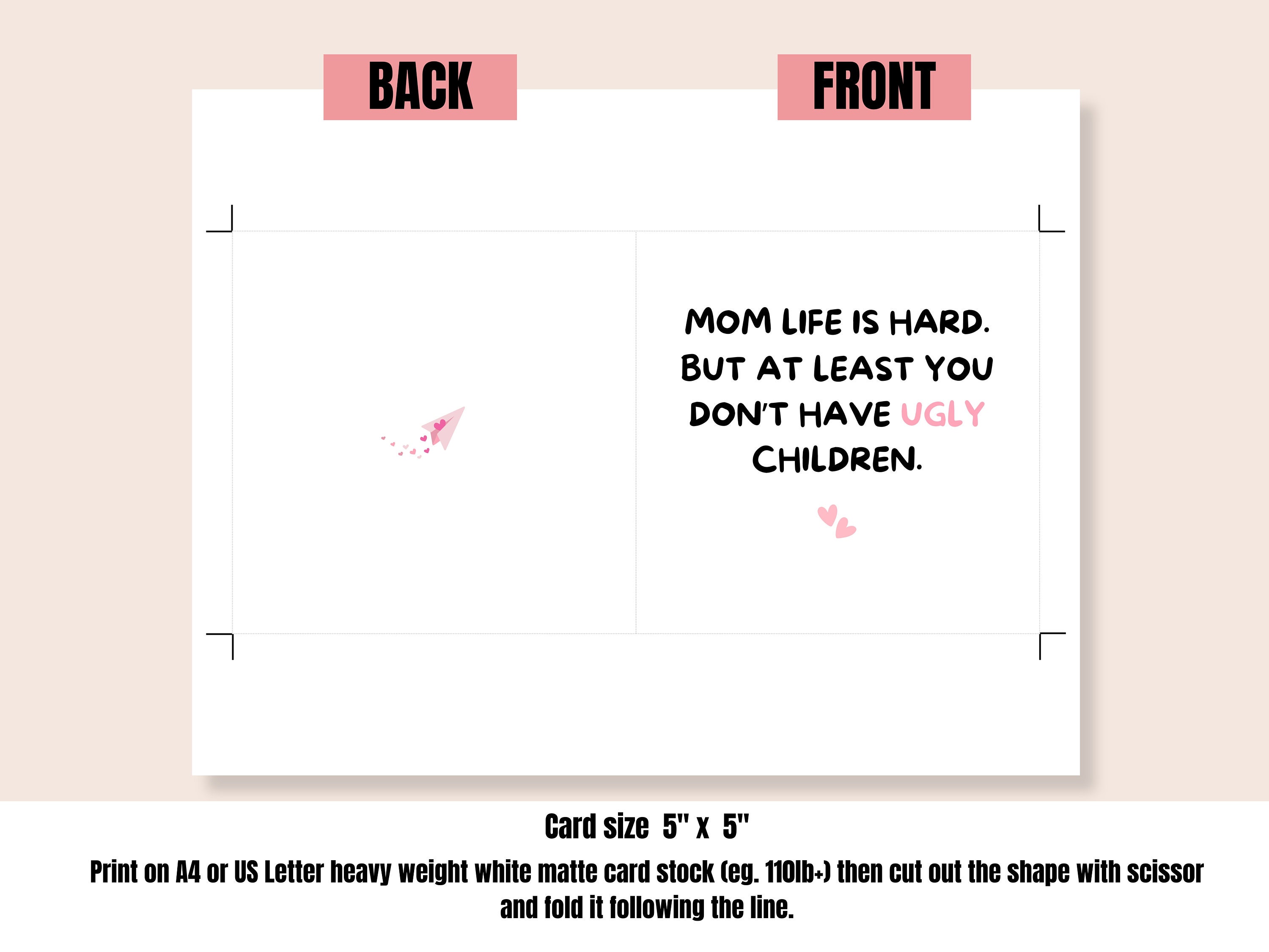 Funny Birthday Card for Mum, Humorous Quote Card for Mom, Mom. Life is ...