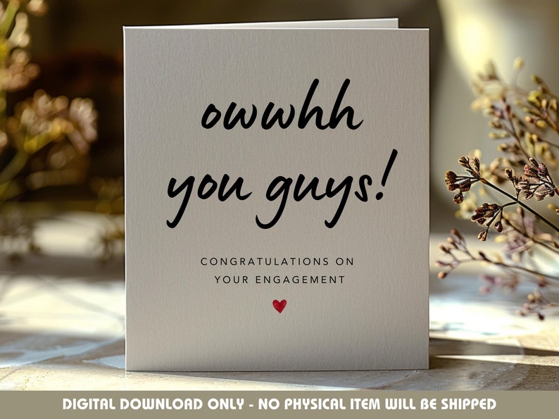 Printable Congratulations on Your Engagement Cute Card, Engagement ...