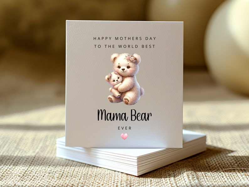 Printable Mama Bear Mothers Day Card, Cute Happy Mothers Day Card, From ...