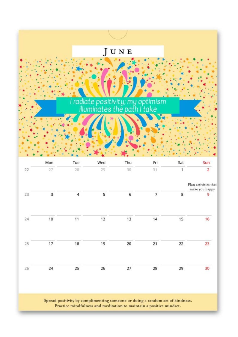 Positive Mindset Wall Calendar 2024 Motivational Goal Planning - Etsy