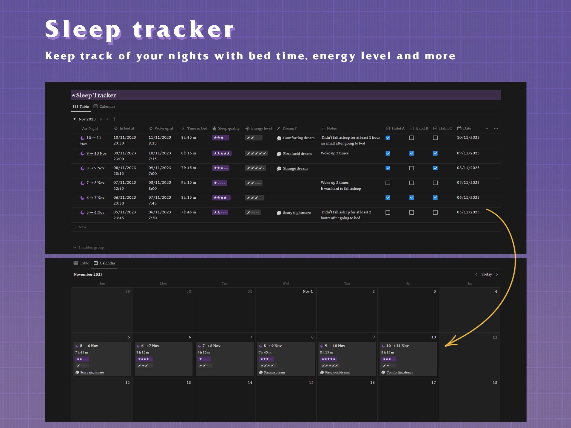 Notion Sleep Tracker Template, Sleep Planner, Notion Sleep Dashboard ...