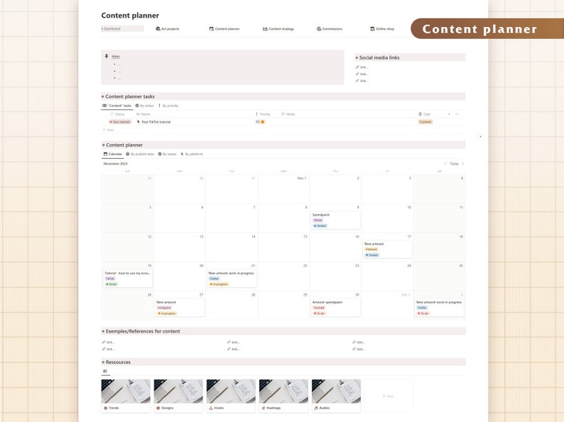 Notion Art Business Tracker, Commission Planner, Content Planner, Art ...